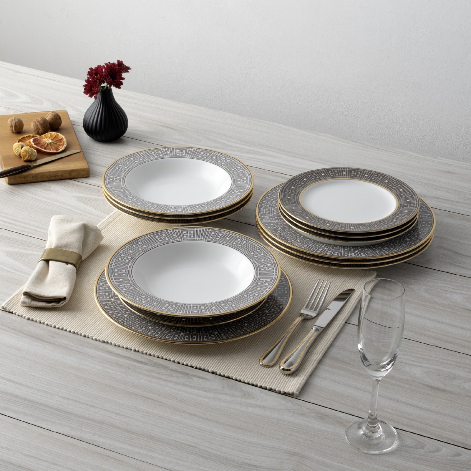 Noritake 47Pcs Dinner & Tea Set for 8 Person - Infinity Bronze